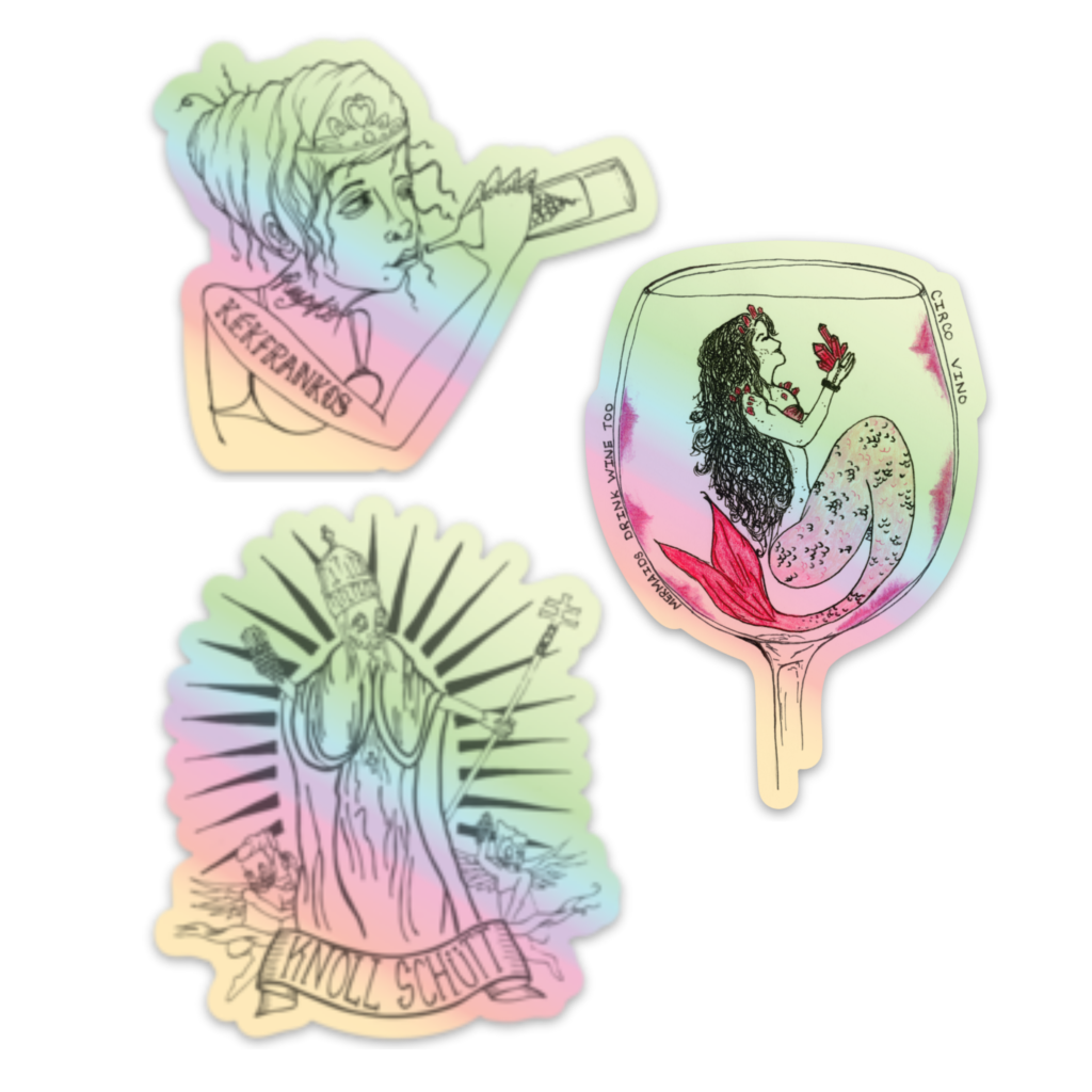 Set of 3 Holographic Stickers · Circo Vino